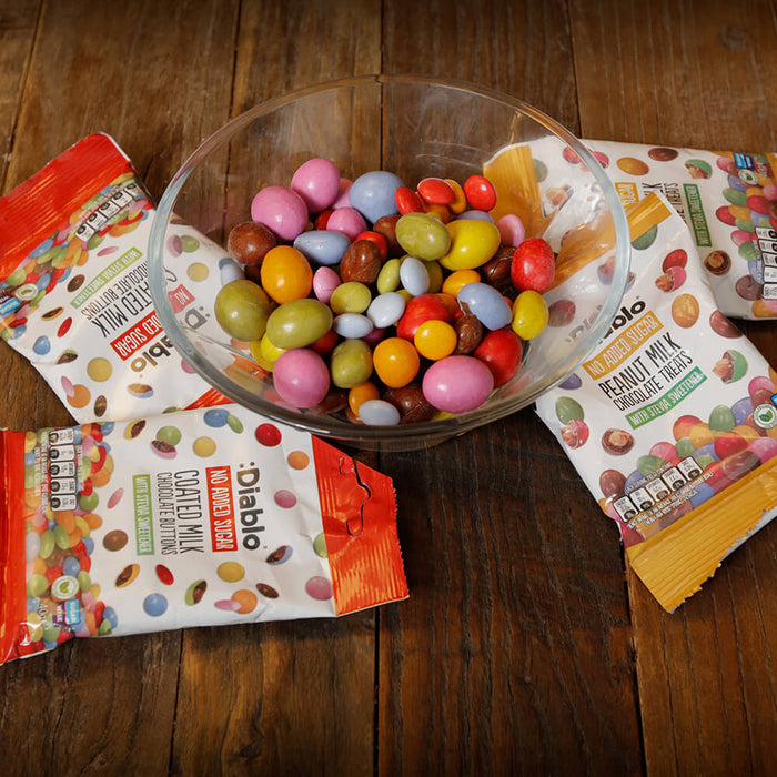 Diablo Coated Milk Chocolate Buttons 40g.